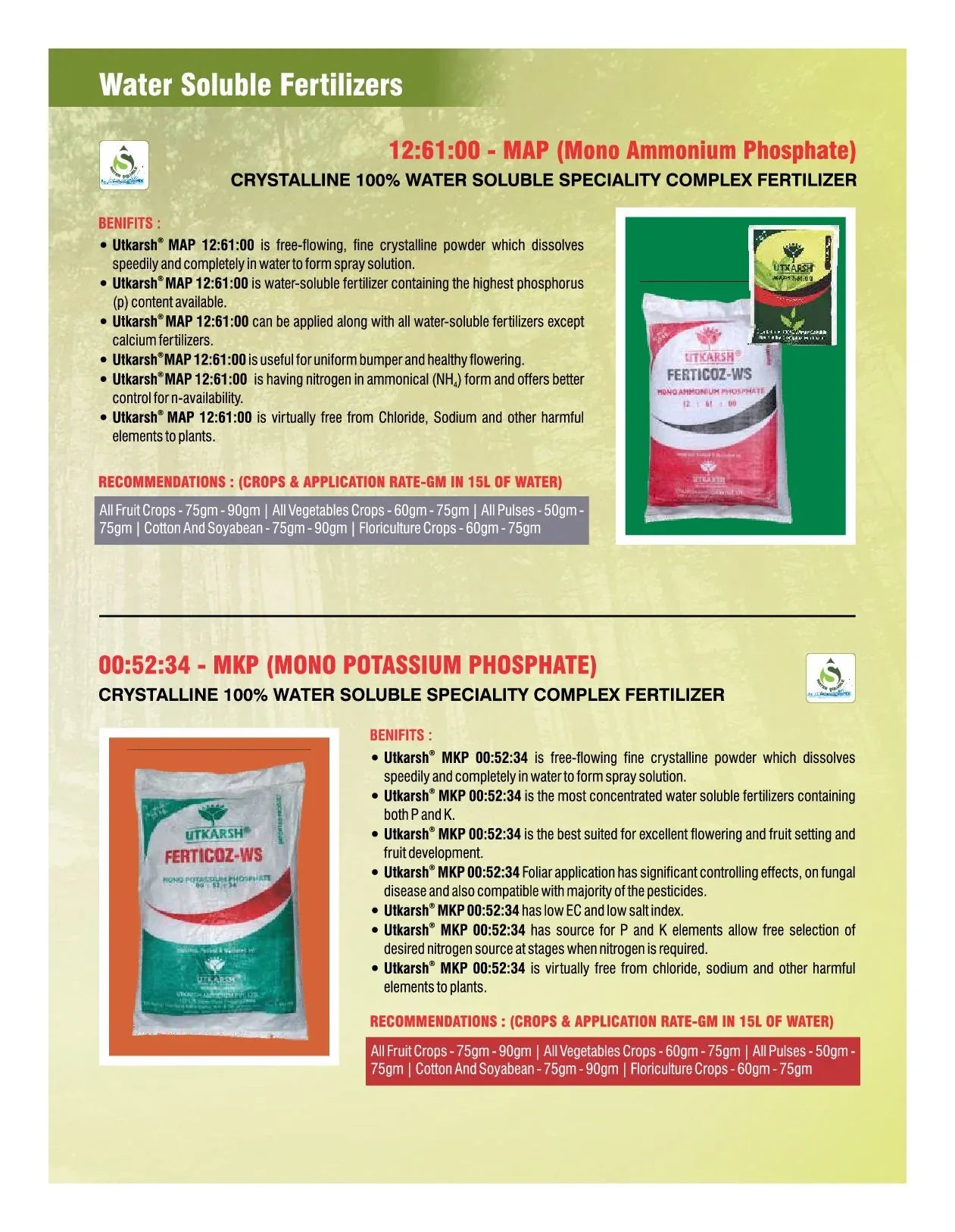 UTKARSH Water Soluble Fertilizers Brochure